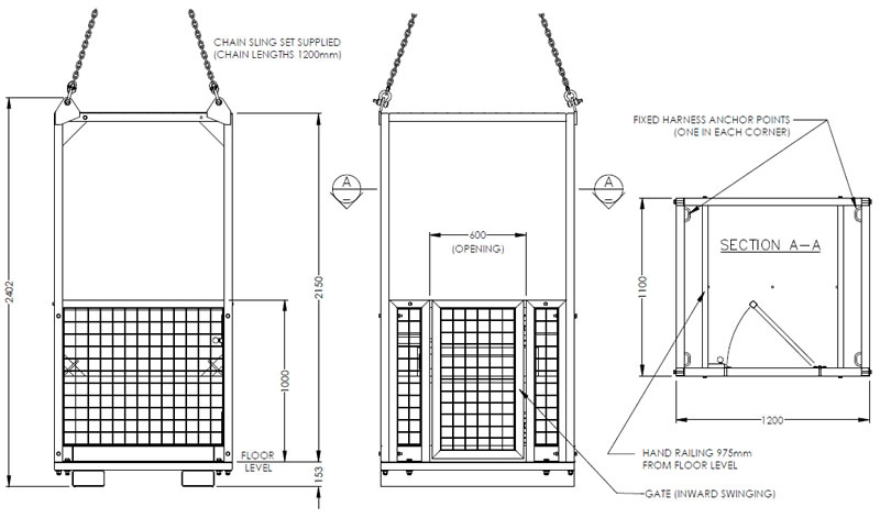 Crane Work Platform Cage 4 Man (With Roof) | Material Handling ...